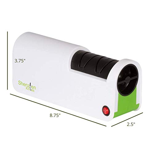 Shenzhen Knives | Electric Knife Sharpener Tool for Ceramic Stainless-Steel Knives | Best Diamond Grinding Stone | Professional Honing Wheel | 2-Stage Sharpening Fine Coarse | Kitchen Knife Sharpener