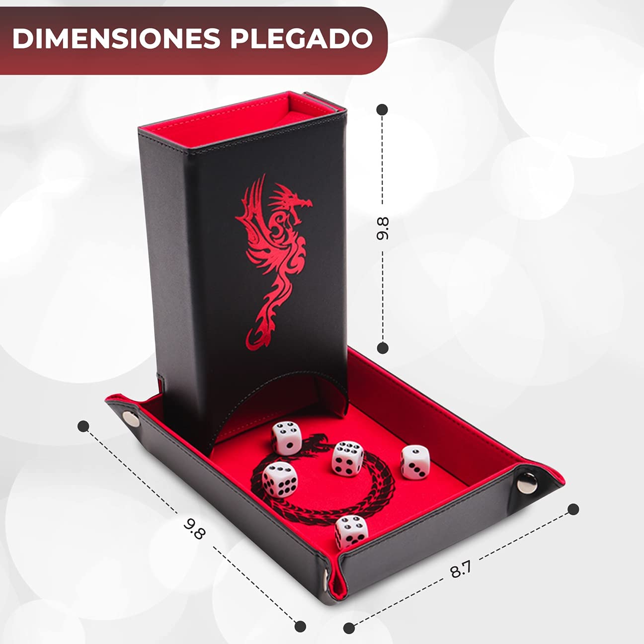 ZenPath Portable Dice Tower and Tray with Non-Scratch Felt Lined Rolling and Velvet Surface | Folding 8" DND Dice Tray | DND Dice Tower for RPG Board and Table Games