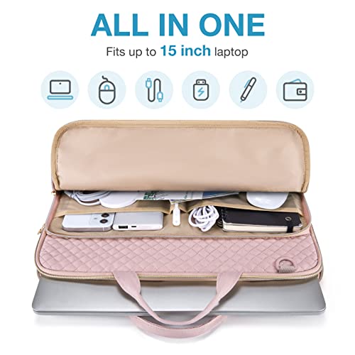 BAGSMART Protective Sleeve case Compatible with MacBook Pro 16 Inch,15.6 inch, HP,Dell,Acer Aspire,Asus Notebook,Laptop with Shoulder Strap,Pocket,Handle,Pink
