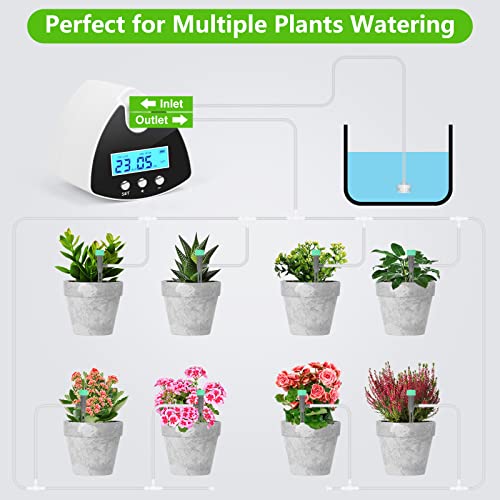 DAOTAILI Automatic Watering System Plant Watering System Plant Waterering Indoor Programmable Water Timer with Drip Irrigation Kit 1/4 Inch DIY Irrigation Tubing and 5V USB Power