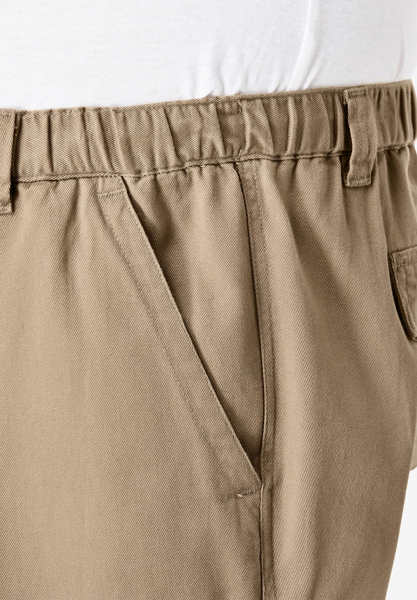 Boulder Creek by KingSize Men's Big & Tall Renegade 9" Full Elastic Waist Cargo Shorts - 5XL, Bark