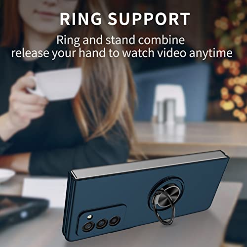 SHIEID Samsung Z Fold 2 Case, Galaxy Z Fold 2 Case with Ring, Impact Resistant Bumper, 360° Rotating Metal Ring Holder Drop Protective Cover Phone Case for Galaxy Z Fold 2 5G, Navy Blue