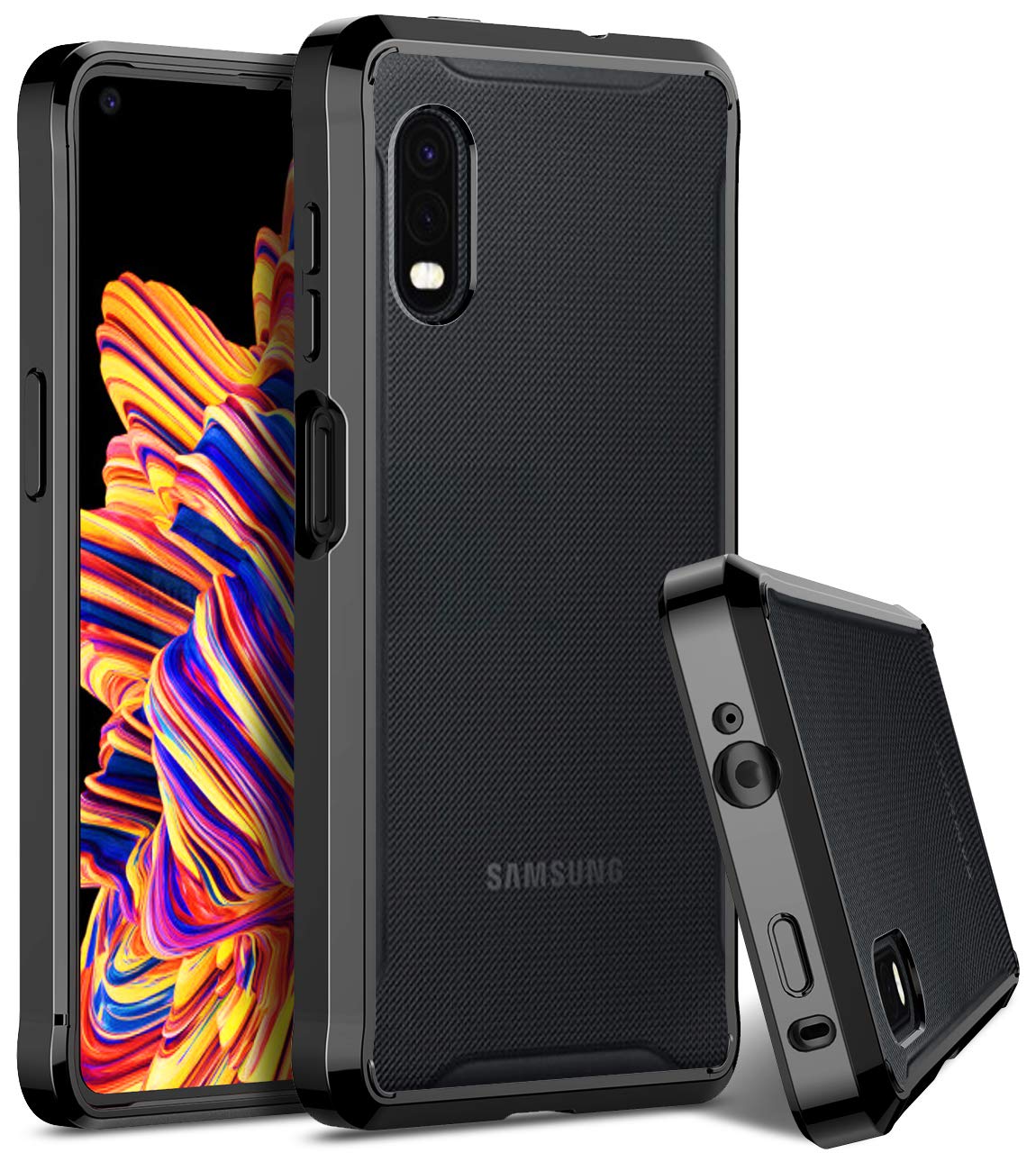 CASEVASN Samsung Galaxy Xcover Pro Case, [Shock-Absorption] Air Hybrid Defender Shockproof Anti-Drop Crystal TPU Bumper + [Clear] Hard Back Protective Case for Galaxy Xcover Pro -Black