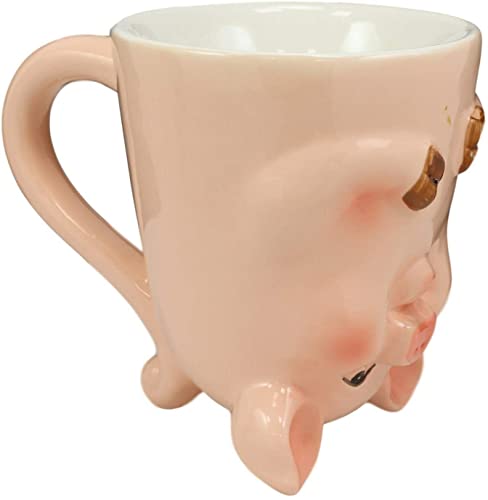 PIÑATAS OLE Home Décor Accents Topsy Turvy Ceramic Animal Farm Pink Pig Smart Coffee Mug Drink Cup 11oz - Home Accents 33-kl1-9907
