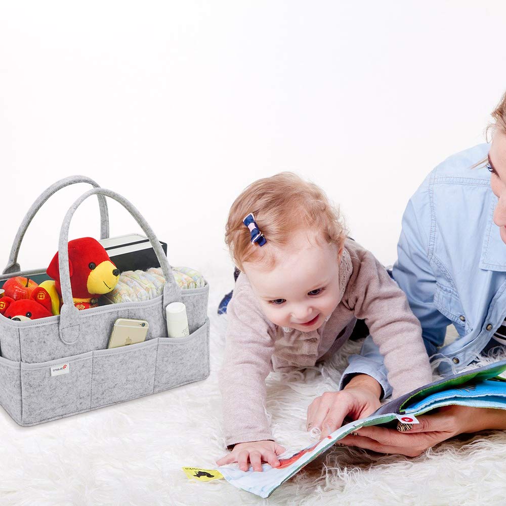 Celesto Baby Diaper Caddy Organizer – Nursery Storage Bin - Car Organizer for Diapers - Changing Table Organizer Basket - Shower storage Gift - Portable Diaper Storage Basket