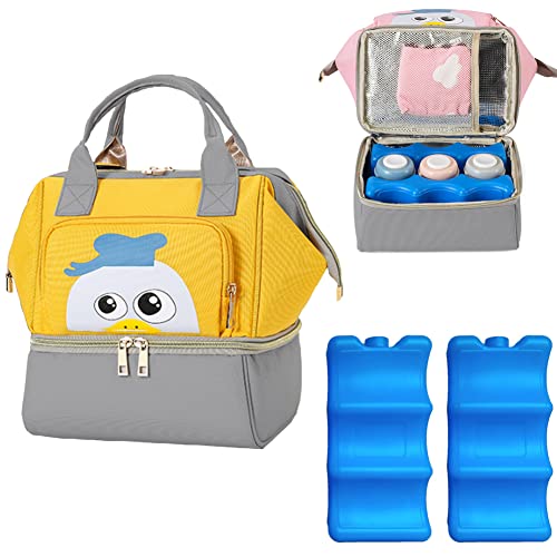 HomDSim Breastmilk Bottles Cooler Bag with Ice Pack,Breast Pump Bag Backpack with Cooler Compartment,Fits 6 Bottles Up to 9 Ounces,Double Layer Breast Pump Carrying Bag for Nursing Moms