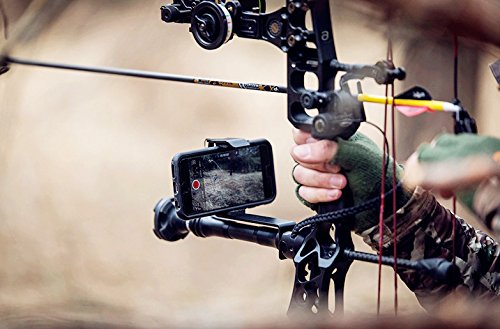 Bow Phone Mount for The Use of Camera of iPhone, Samsung, GoPro Smartphone Bow Holder Accessory Photos and Video Archery Hunting Moment Outdoor Compound Bow Hunting, Black