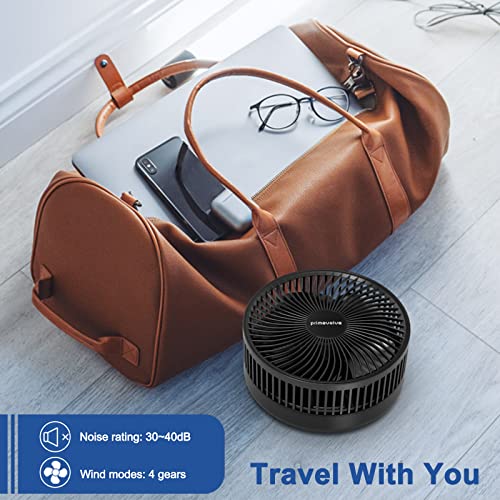Primevolve 8.7 inch Battery Operated Fan for Bedroom with Remote, Rechargeable Portable USB Fan with Adjustable Height for Camping Tent Travel Black