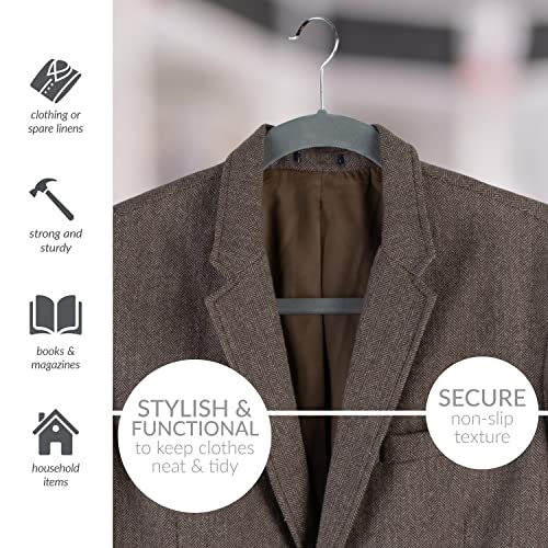 Simplify Extra Wide 21β Velvet Coat Hangers | 6 Pack | Slim Design | Heavy Duty | Holds 10 Pounds | Closet Organization | Shirt & Clothes | Grey