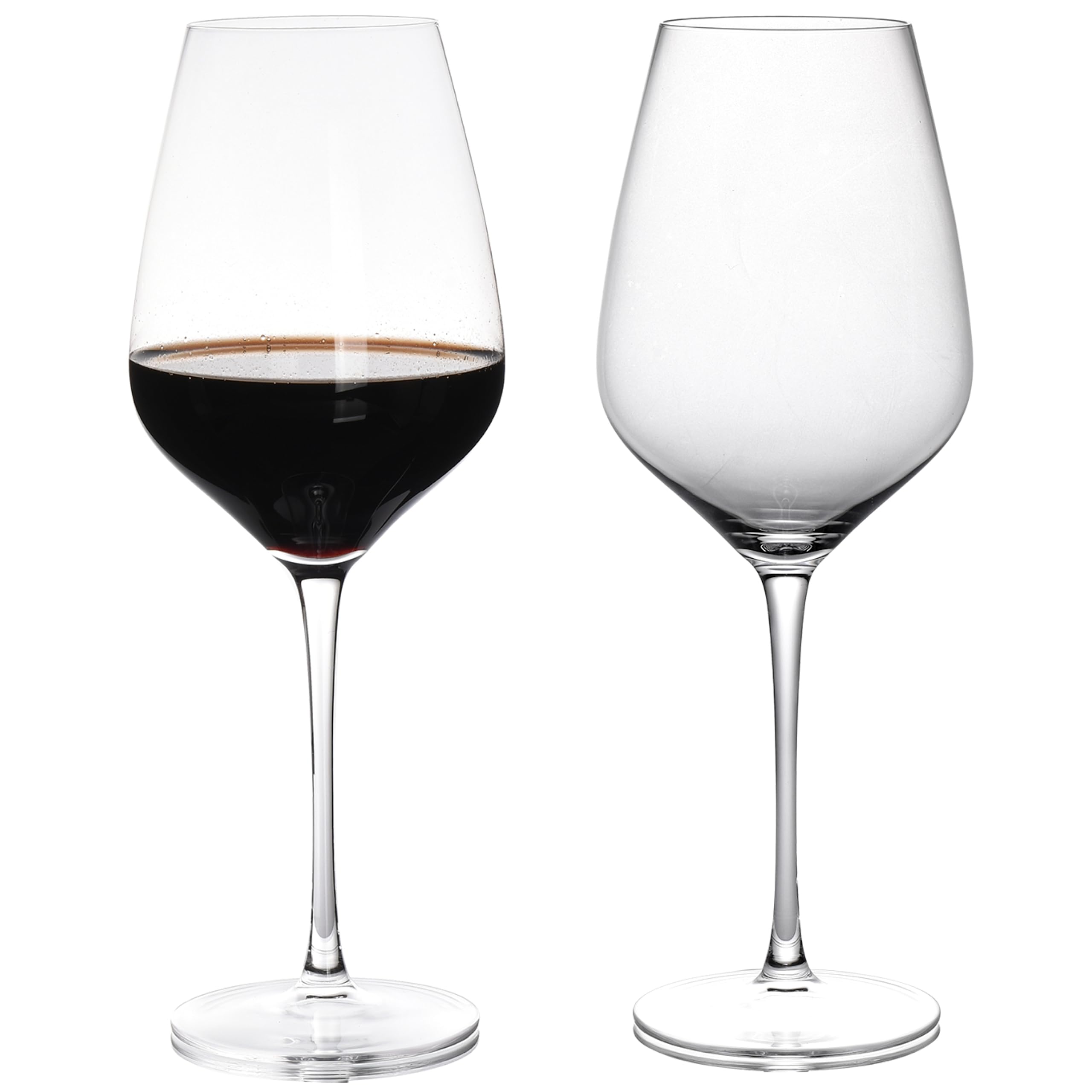 Bruntmor Hand Blown Cabernet Sauvignon Wine & Champagne Glasses Set of 2 - Crystal Red Wine Glass with Stems - Large Size & Break Resistant - For Red & White Wine, Champagne Mothers Day Gifts