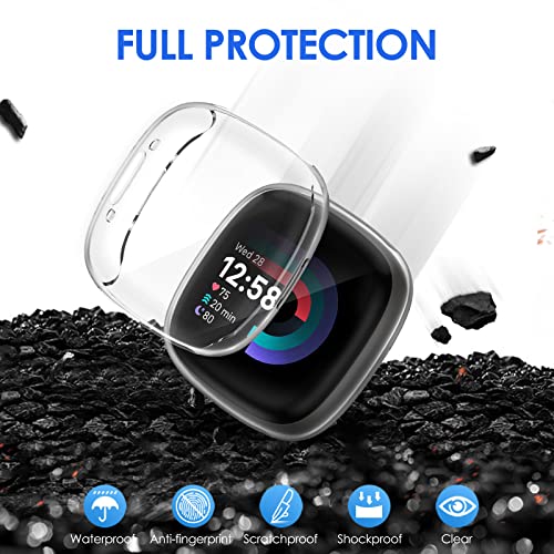 NANW 4-Pack Screen Protector Case Compatible with Fitbit Sense 2/Versa 4, Soft TPU Plated Bumper Full Cover Protective Cases for Versa 4/Sense 2 Smartwatch [Scratch-Proof]