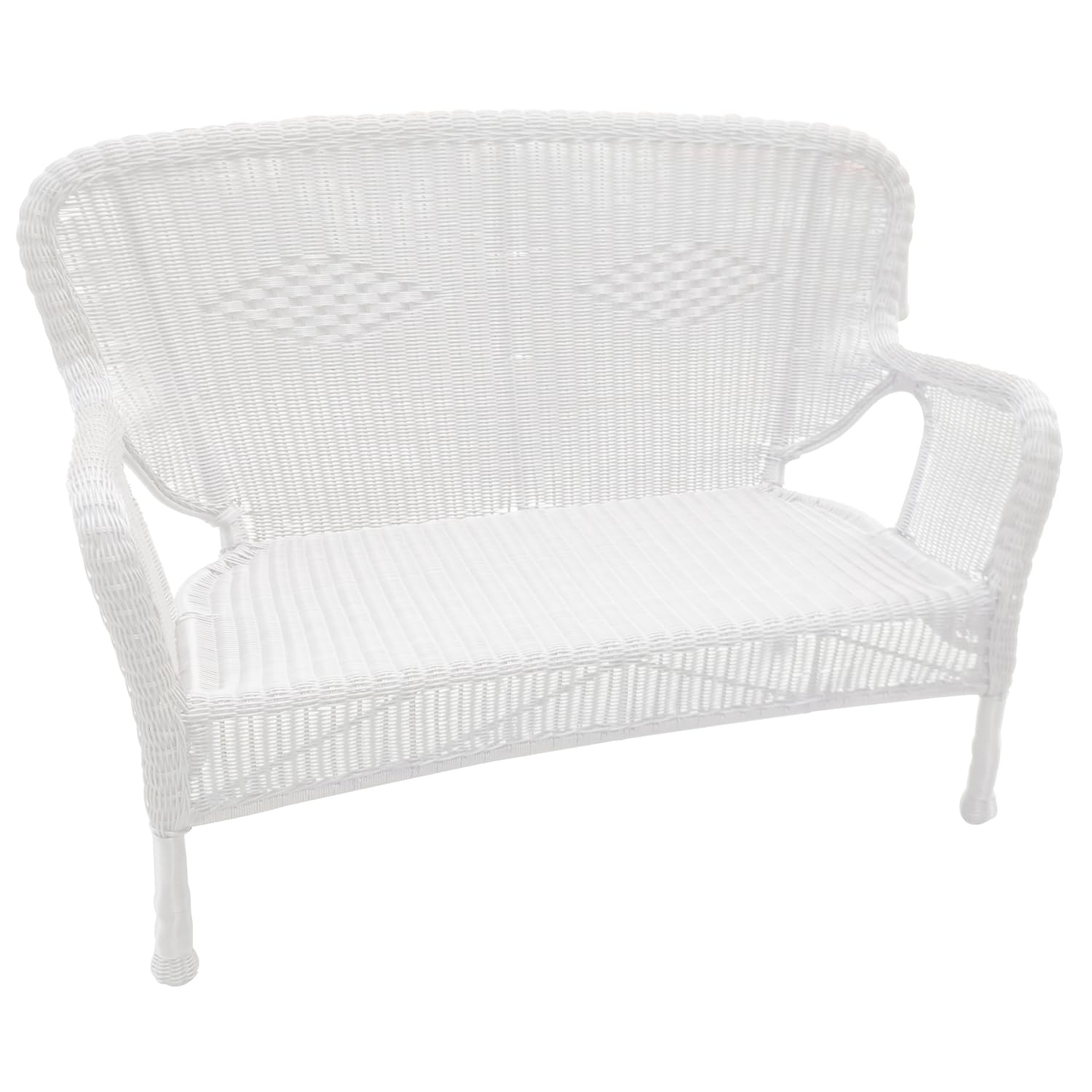 Jeco Inc W00213-L Windsor Wicker Patio Love Seat, White