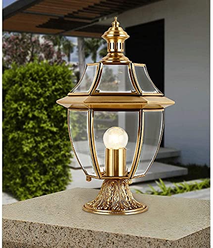 zeyujie Park Roadside Lawn Lamp American Mini Light Luxury Outdoor Column Lamp Full Bronze Waterproof Column Head Lamp Home Courtyard Fence Lamp Post Garden Decoration E27 Column Lamp