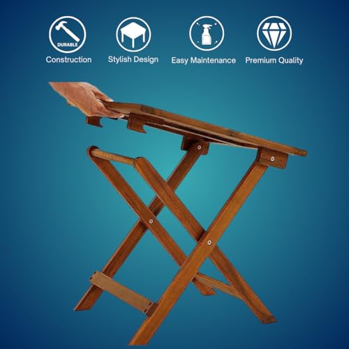 cucunu Outdoor Folding Side Table 18x18“ for Patio, Garden & Camping - Adirondack Table Made of Acacia Wood - Coffee & Dining End Tables