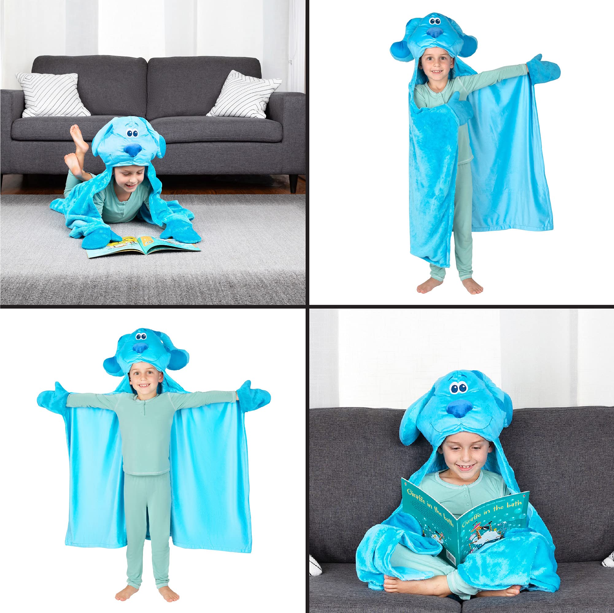 Franco Kids Bedding Super Soft and Cozy Wearable Hooded Throw, 30 in x 50 in, Blues Clues