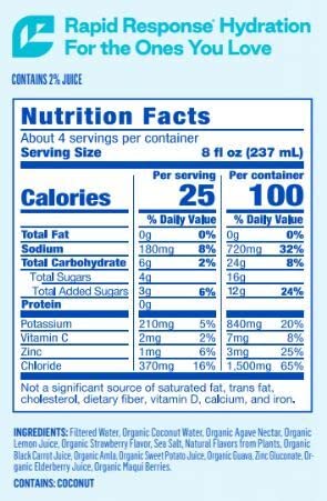 Berri Lyte Advanced Plant Based Organic Electrolyte Solution β Pediatric Rehydration Drink β Natural Sugar Strawberry Flavor, 1 L, 6 ct