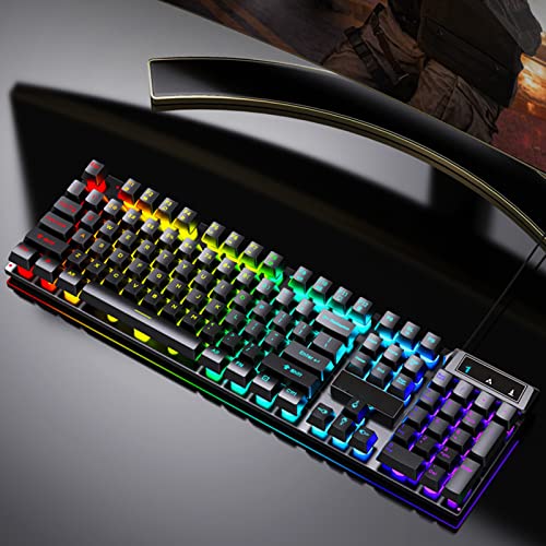 CUIFATI Gaming Keyboard and Mouse Combo, 104 Keys LED Backlit Keyboard with Floating Keycap, Wired Mechanical Keyboard for PC Laptop