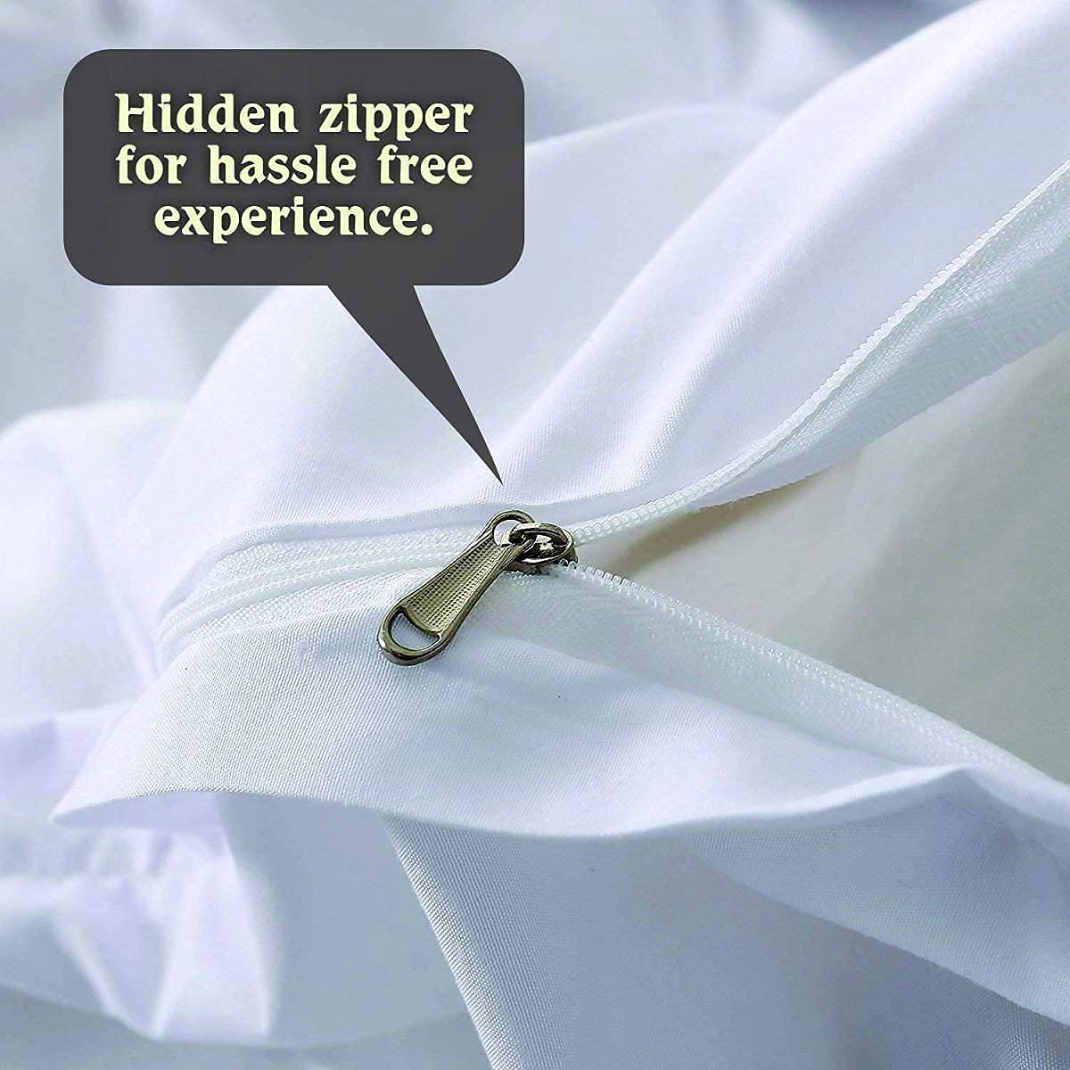 eBeddy Linens 800 TC Ultra Silky Soft Egyptian Cotton Super King Plus 120x120 Size 3-Pieces Reversible Duvet Cover Set Hidden Zipper Closer & Corner Ties, White/Dark Grey