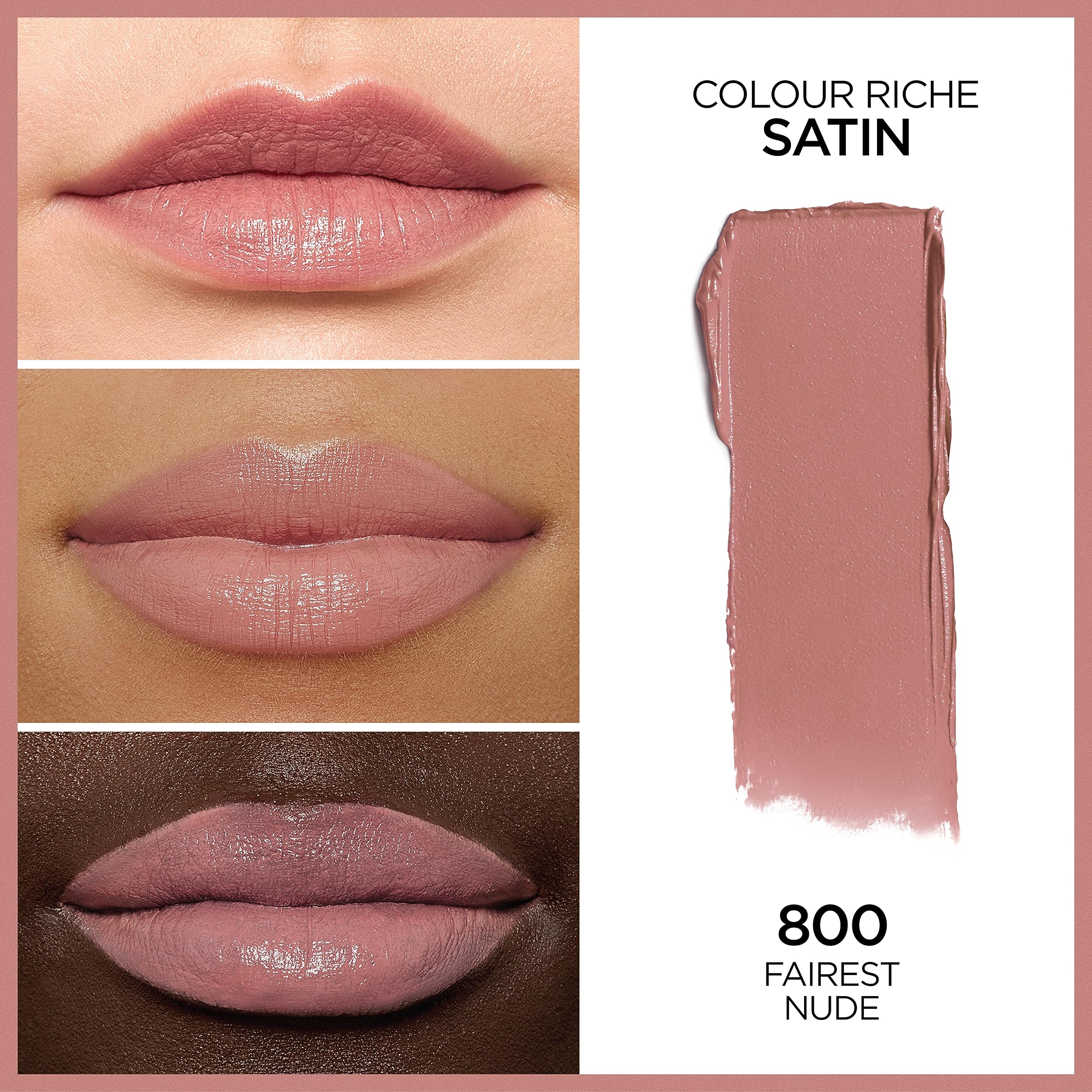 L'Oreal Paris Colour Riche Original Creamy, Hydrating Satin Lipstick with Argan Oil and Vitamin E, Fairest Nude, 1 Count