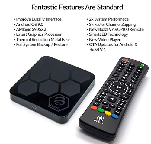 BuzzTV XRS4000 & ARQ100 Bundle - Android 9.0 IPTV Set-Top Box - Faster Than Ever Before - 4K Ultra HD - 4GB RAM 32GB Storage - Latest Graphics Process