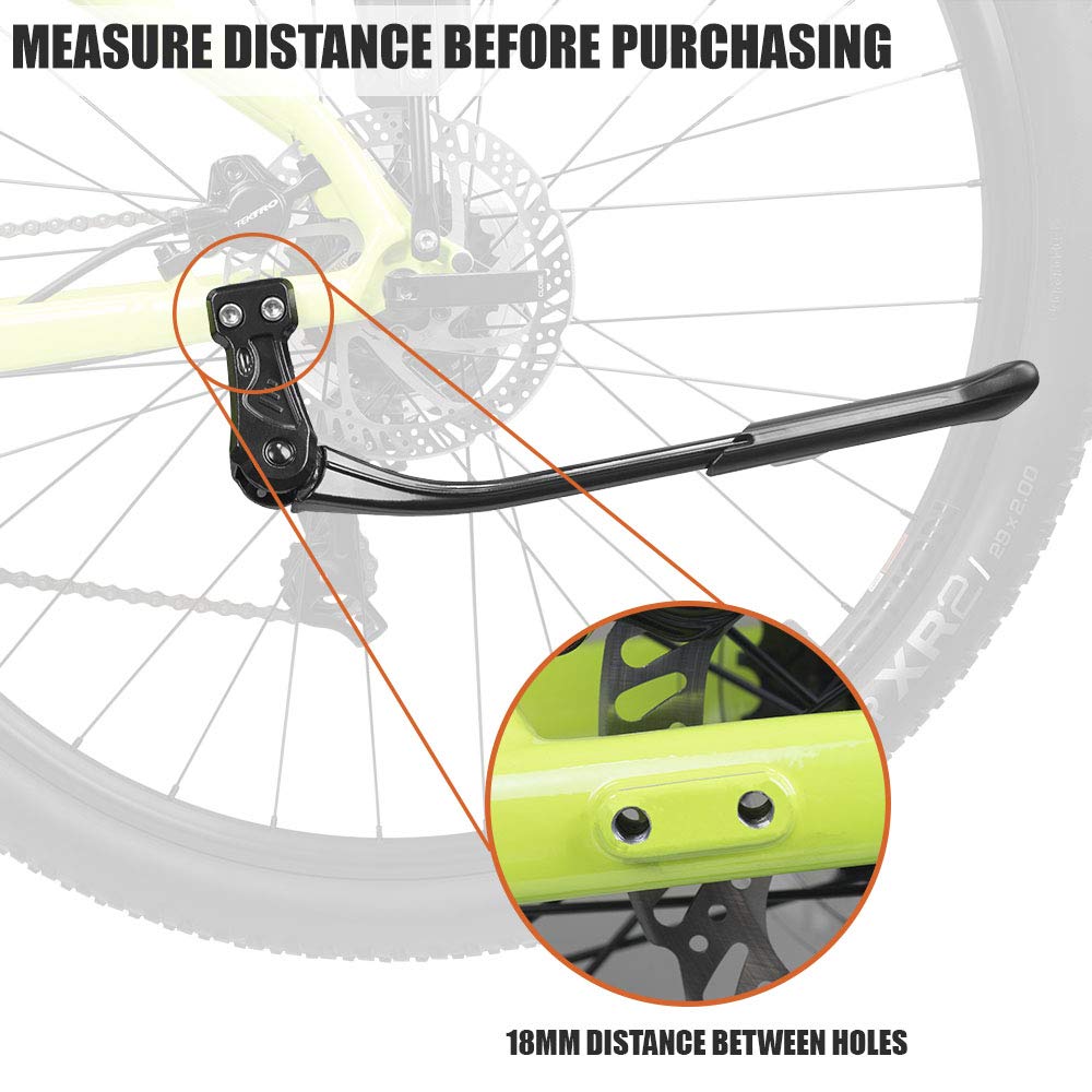 BV Bike Kickstand - Mountain Bike Kick Stand for 24-29" Bicycles - Adjustable Length, Non-Slip Sole, Aluminum Alloy Material - Black Bicycle Kickstand