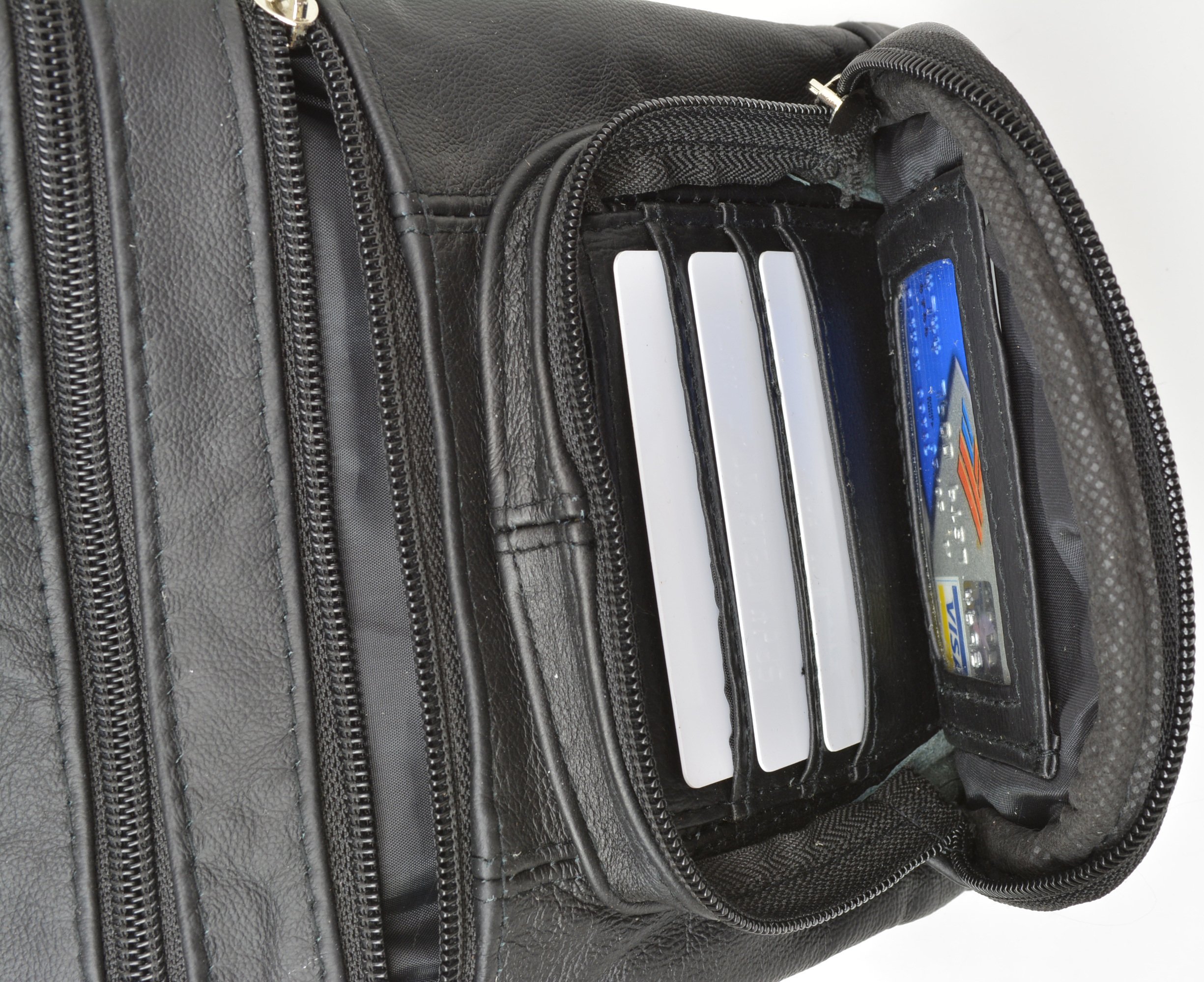 Leather Shoulder Bag Handbag Purse Cross Body Organizer Wallet Multi Pockets (Black)