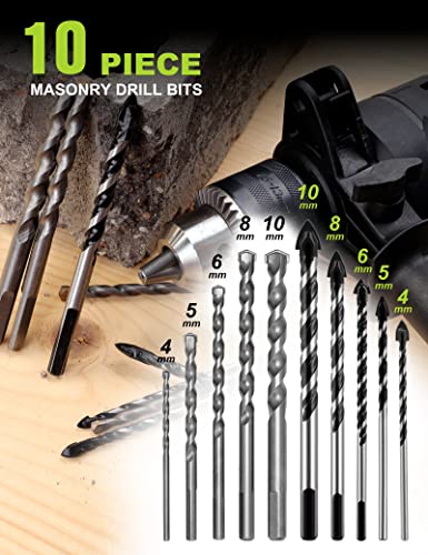 COMOWARE Hammer Drills for Concrete, 1/2 In. Corded Drill, Hammer Drill, Variable Speed 0-3000RPM, Max 48000BPM, Hammer & Drill 2-in-1 Concrete Drill, 6.5 Amp Power Hammer Drills with 10 Masonry Bits