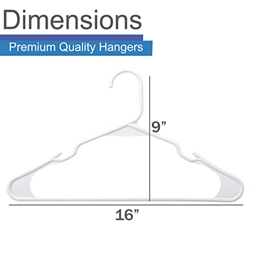 Heshberg Plastic Notched Hangers Space Saving Tubular Clothes Hangers Standard Size Ideal for Everyday Use on Shirts, Coats, Pants, Dress, Skirts, Etc. (20 Pack, White)