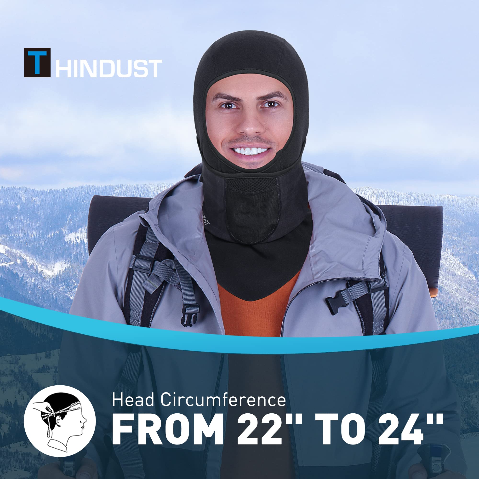 Balaclava Ski Mask - Face Mask for Cold Weather - Windproof Balaclava Hood - Motorcycle Full Face Mask Black