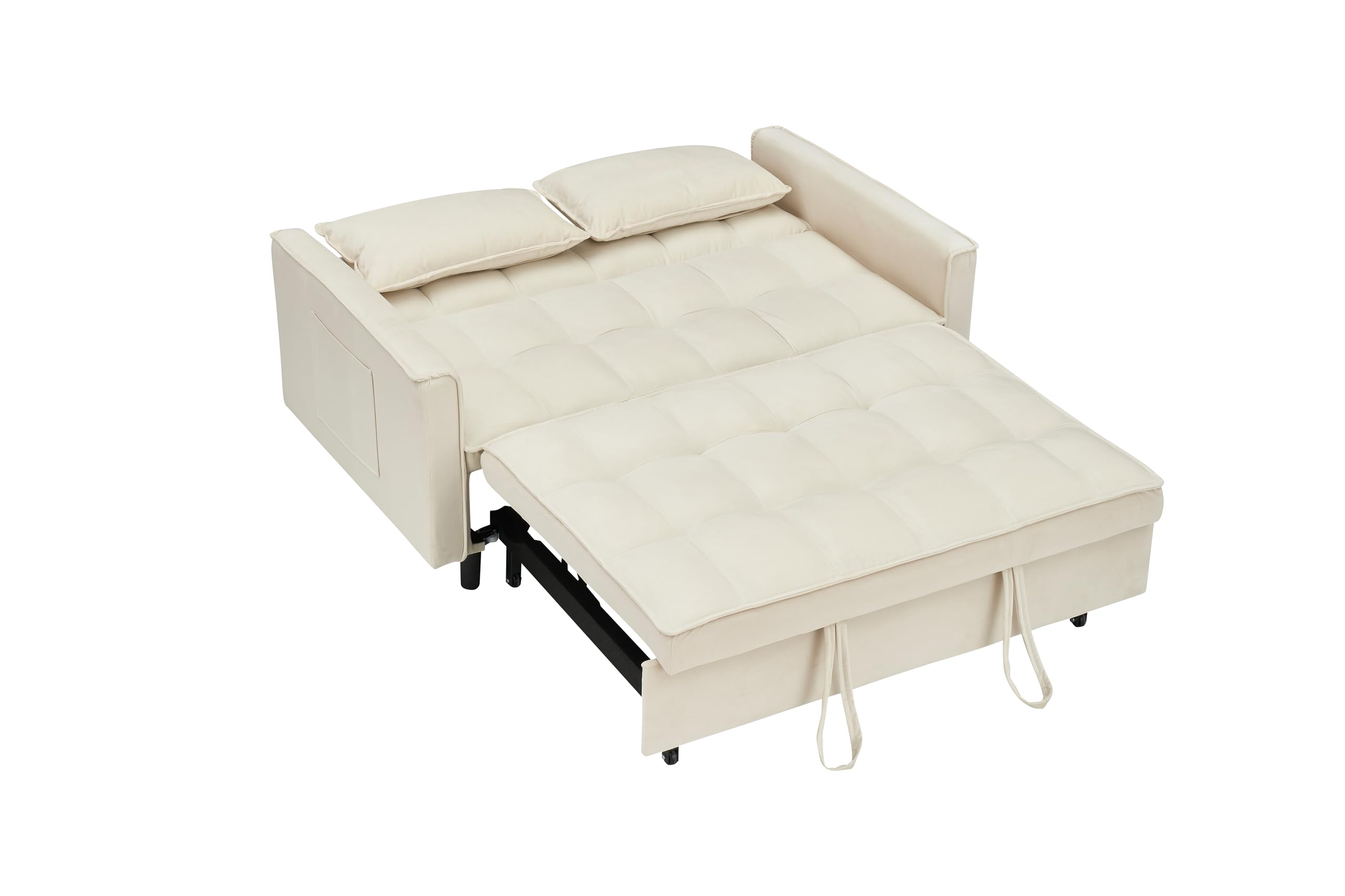 ERYE 3 in 1 Convertible Sleeper Sofabed,Modern Corduroy Upholstered Loveseat Sofa&Couch with Pull Out Sleep Couch Bed, Side Storage Pockets and 2 Pillows for Home,Office,Apartment,RV Living Room