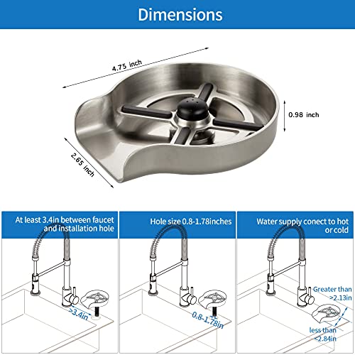 COLINCH Glass Rinser for Kitchen Sink, Stainless Steel Baby Bottle Washer, Cup Cleaner for Sink, Cup Washer for Bar - Brush Nickel