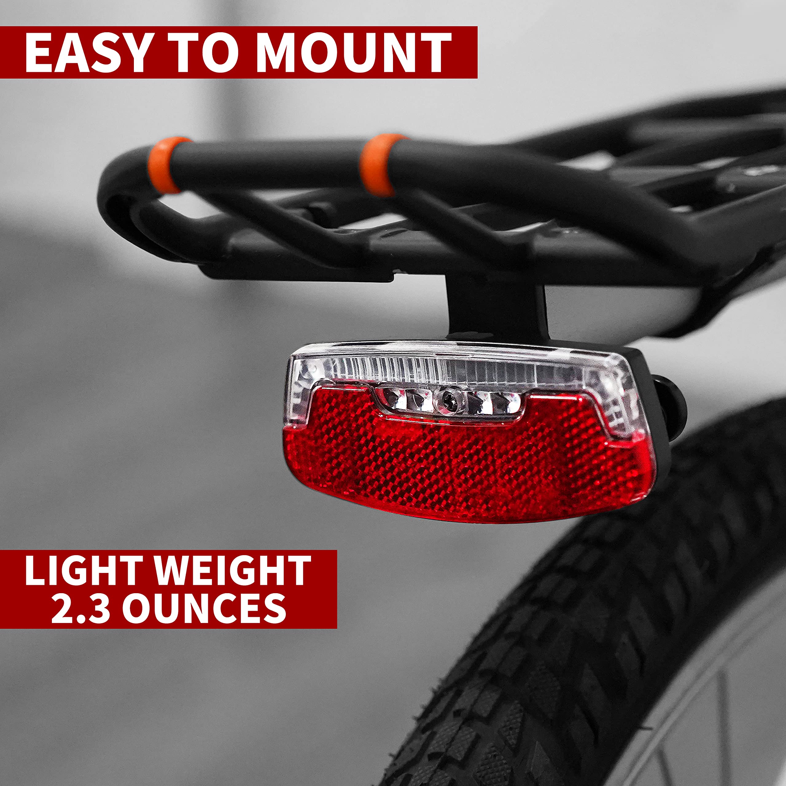 BV Rear Bike Tail Light 2 Pack, Bicycle LED Rear Lights, Easy to Install for Cycling Safety Flashlight (Strap Mount- Rechargeable)