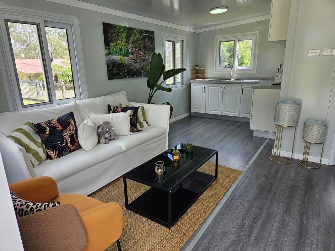Elite Nest Prefab Tiny Home | Lvl 12 Typhoon Resistant | 20 ft Super Insulated, Fire Resistant, and Quick Setup | Standard Perfect House to Live in | Modern & Sustainable, White, 198168937938