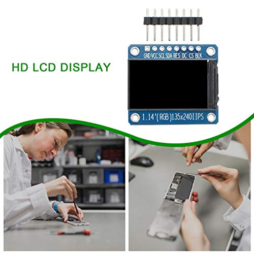 Cupsofu 1.14 Inch TFT Display IPS LCD Display Module ST7789 135X240 SPI Full Color 8Pin High Definition Screen,PCB Backplane