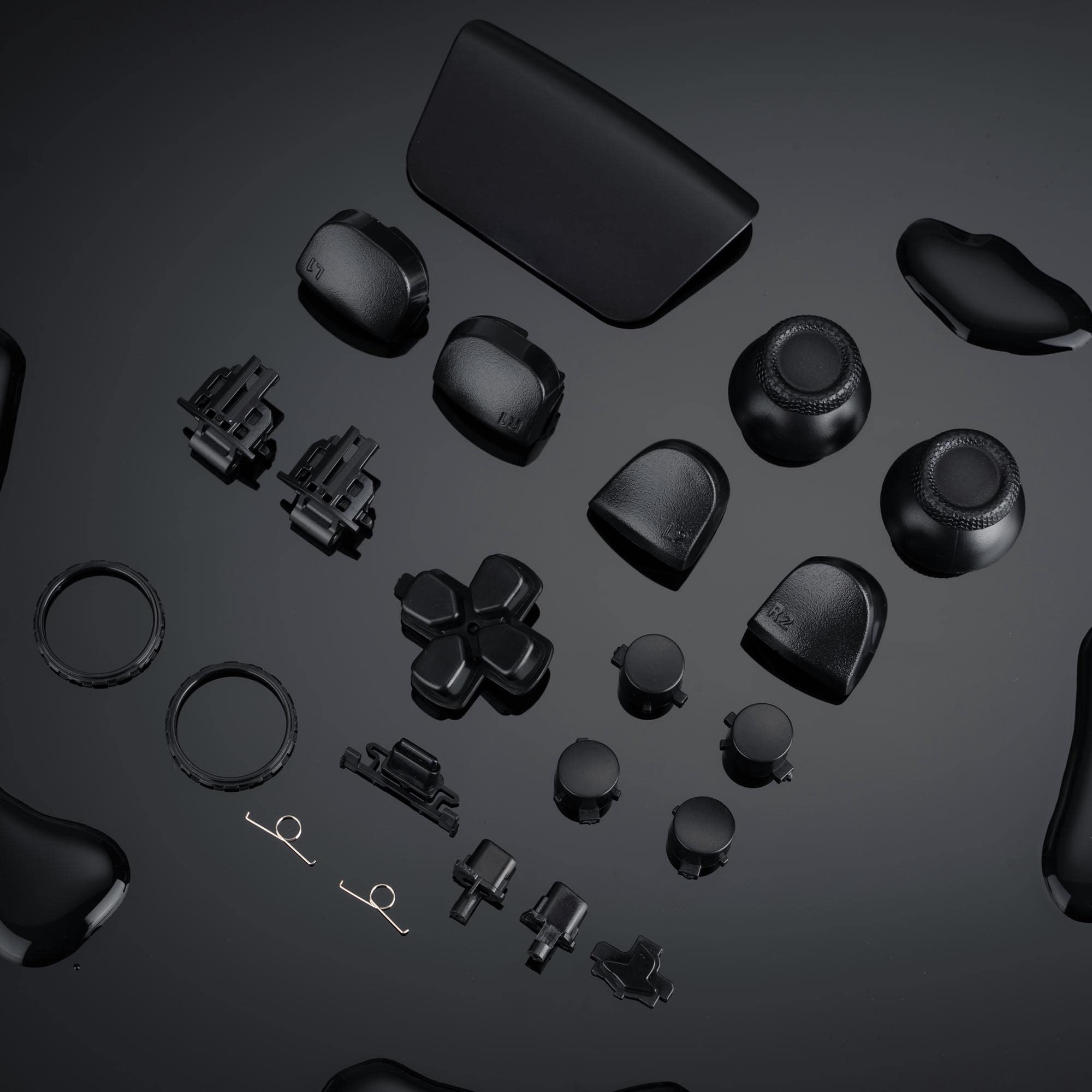 Replacement Thumbsticks Button Kit for PS5 Controller, L1 R1 L2 R2 Triggers, ABXY Buttons, D-pad, Faceplate Cover and Action Buttons with Repair Tools for DualSense Controller (Black)