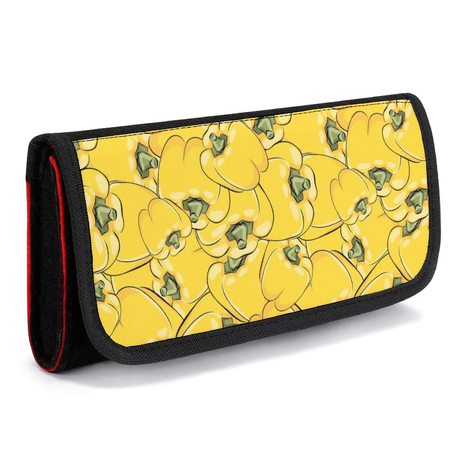 Capsicum Pattern Carrying Bag Compatible with Switch Protective Case Slim Felt Pouch with 5 Game Cartridges Holders