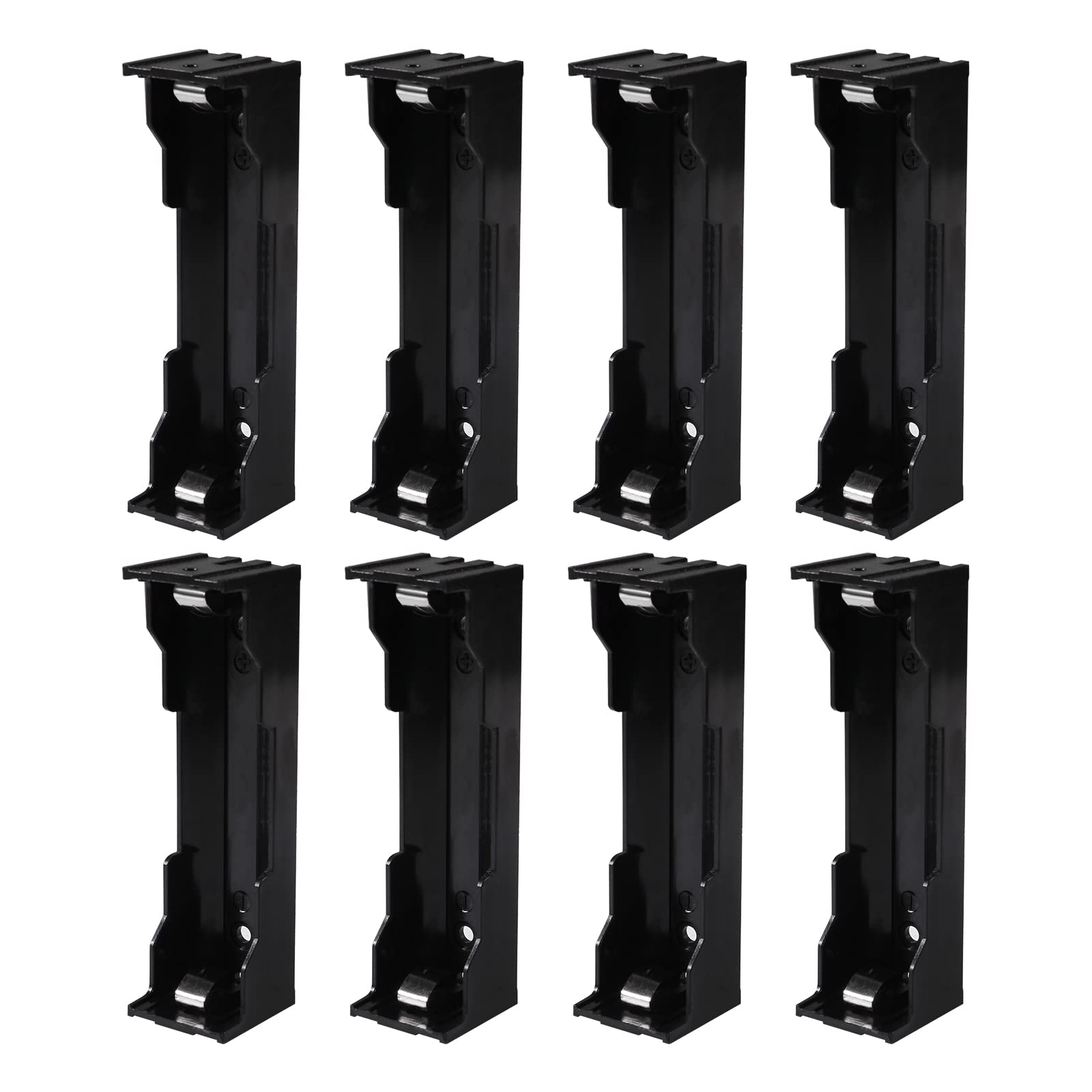 Coliao 8pcs 18650 Battery Case Holder 1 Slots X 3.7V DIY 18650 Battery Storage Box, in Parallel Black Plastic Batteries Clip Box with Pin for DIY Parallel or Series Circuit PCB Projects
