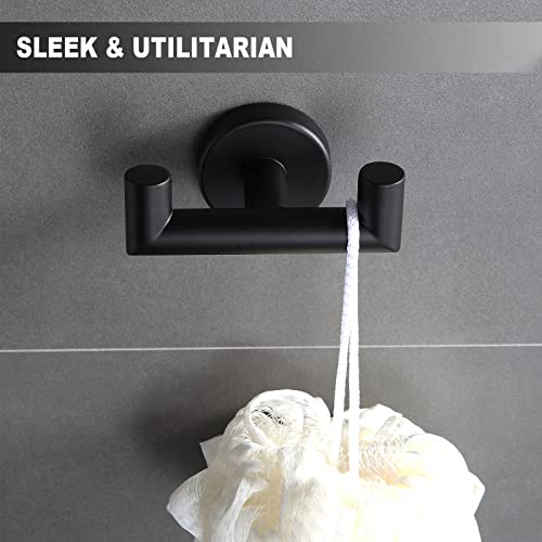 Orlif Double Towel Hook,Black SUS304 Stainless Steel Robe Hook Wall Mounted Bath Towel Hanger Towel Holder Coat Hook for Bathroom, Kitchen, Bedroom, Hotel…