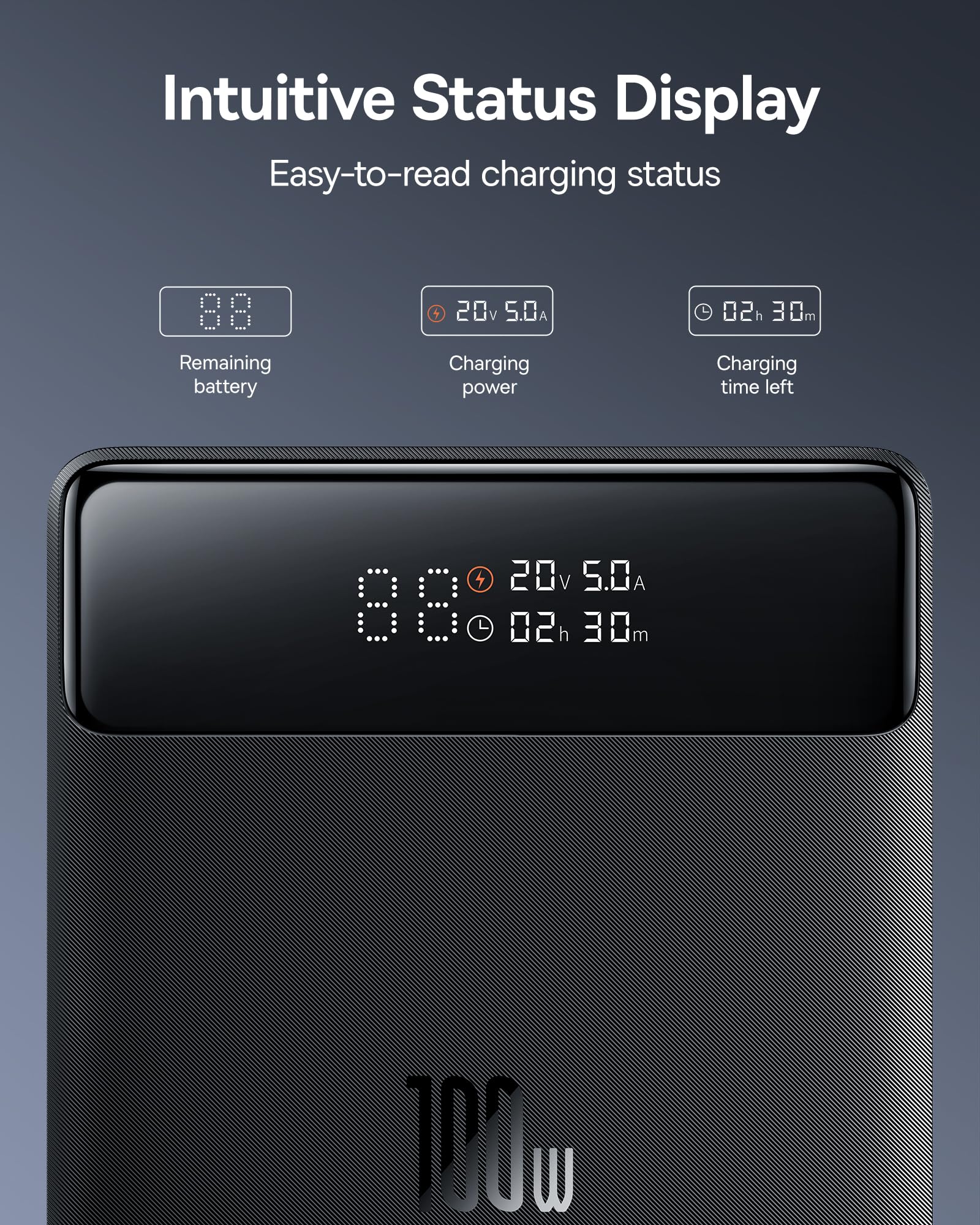 Baseus Power Bank, 20000mAh 100W PD Fast Charging Portable Charger with Digital Display, Blade HD (High Density Version) Laptop Battery Bank for ROG Ally, Steam Deck, MacBook, iPad, iPhone, Samsung