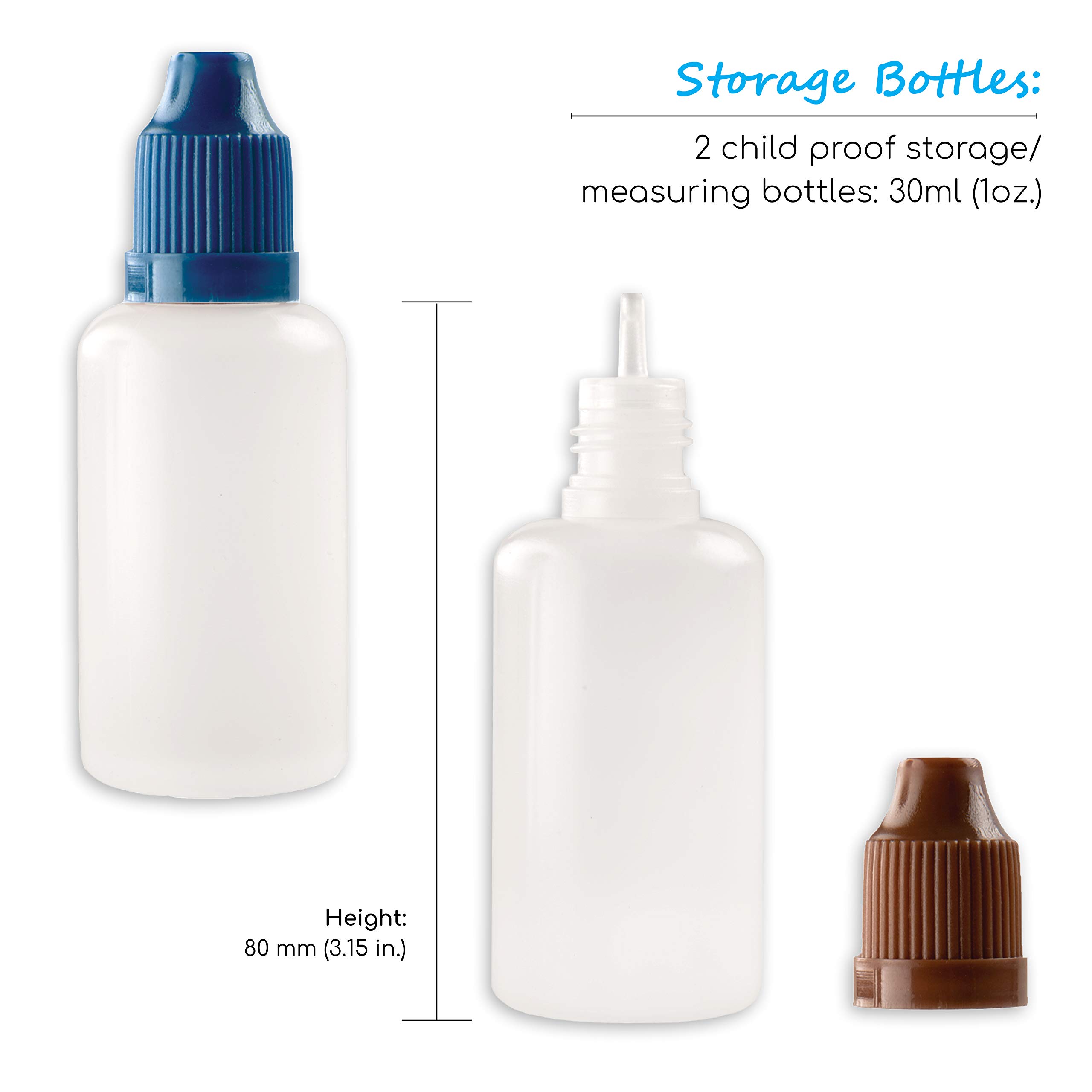 Free Hand Syringe Blunt Tip Needle Set - (10 Syringes, 10 Needles, 10 Caps and 2 Storage Bottles) - for Refilling and Measuring Liquids, Oil or Glue Applicator