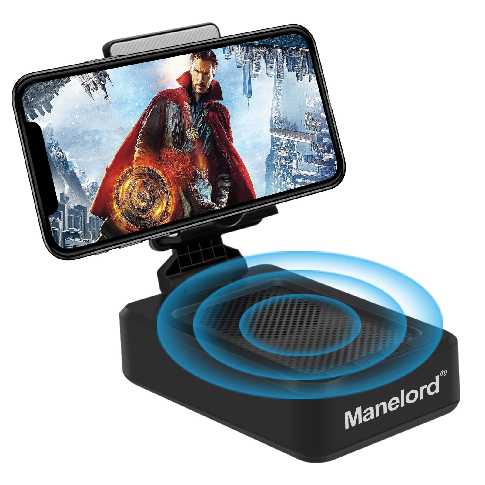 Cell Phone Stand with Wireless Bluetooth Speaker Compatible for iPhone/Samsung/iPad Tablet, Anti-Slip Design Phone Stand with HD Surround Sound Bluetooth Speaker for Home,Office,Outdoor etc.(White)