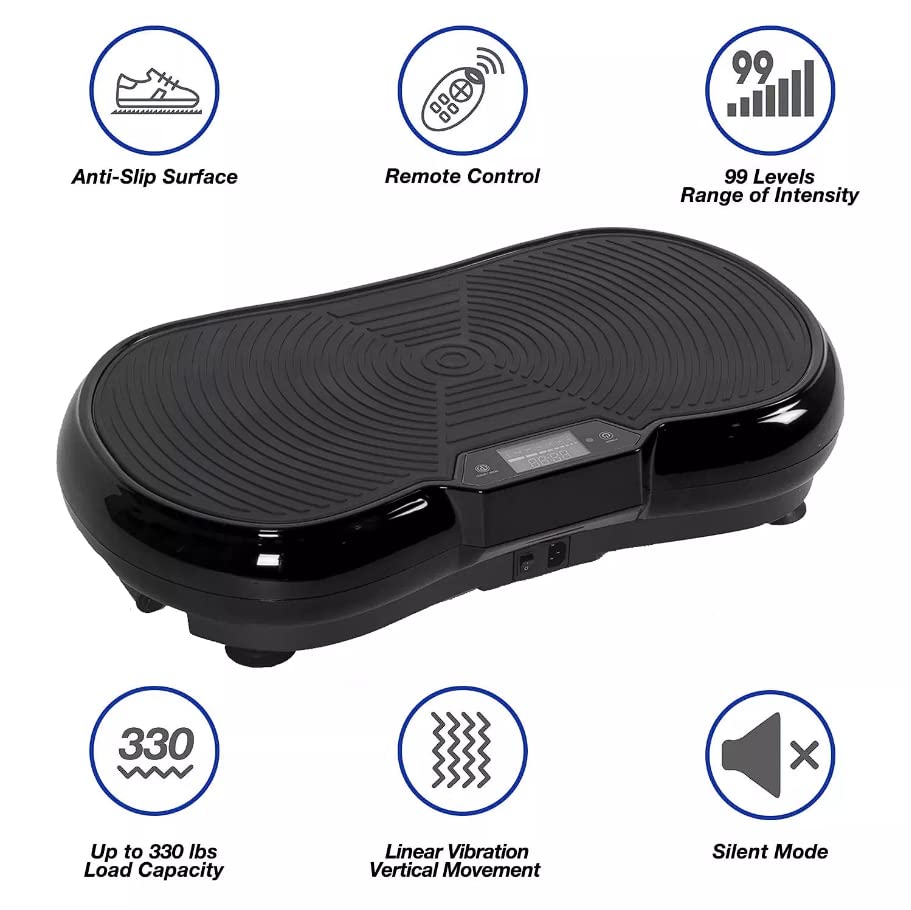 Cheery Whole Body Vibrating Platform with Balance Straps | Vibration Plate Exercise Machine | Easy Exercise Equipment at Home, Full Body Workout Equipment (Black)