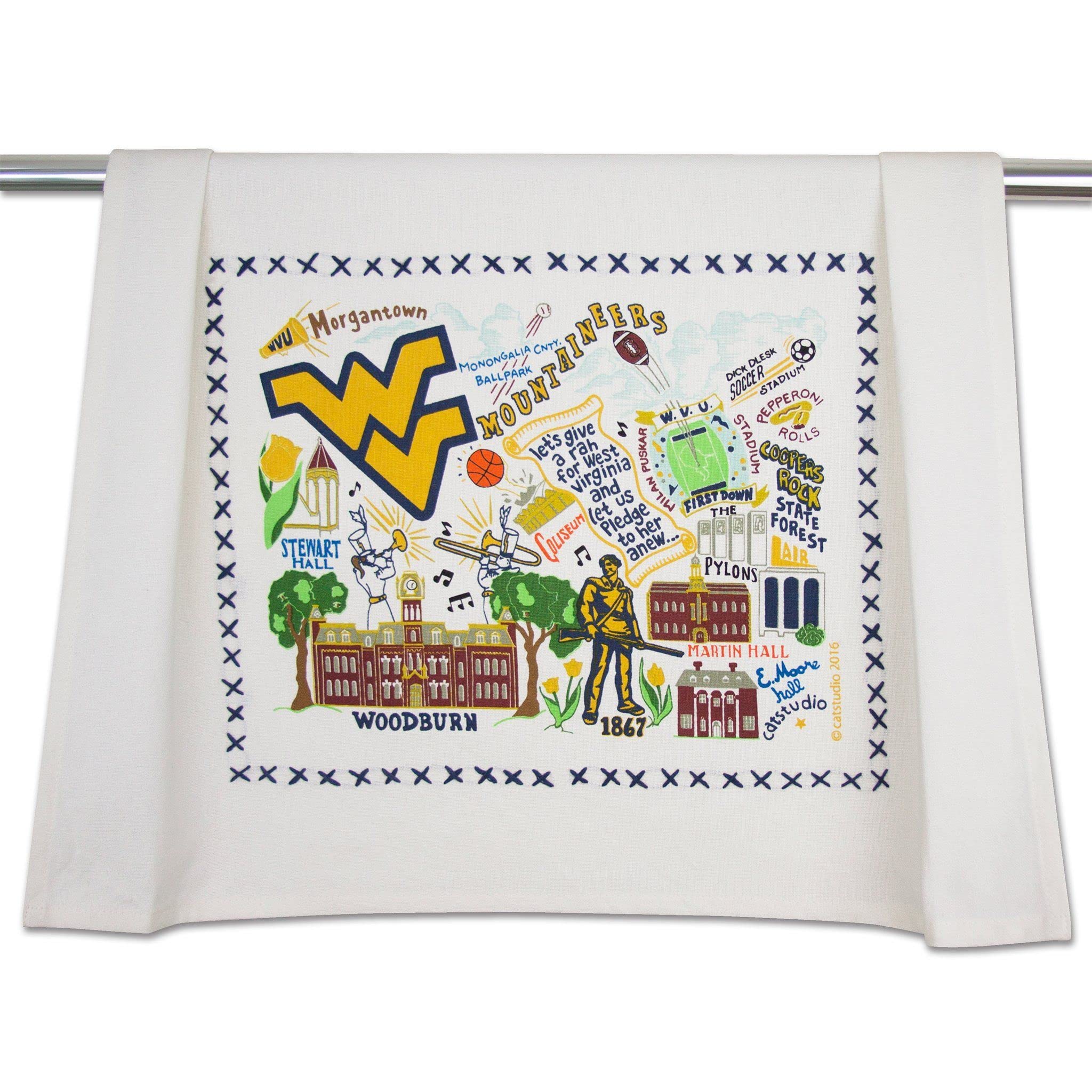 Catstudio Dish Towel, West Virginia University Mountaineers Hand Towel - Collegiate Kitchen Towel for West Virginia Fans - Perfect Graduation Gift, Gift for Students, Parents and Alums
