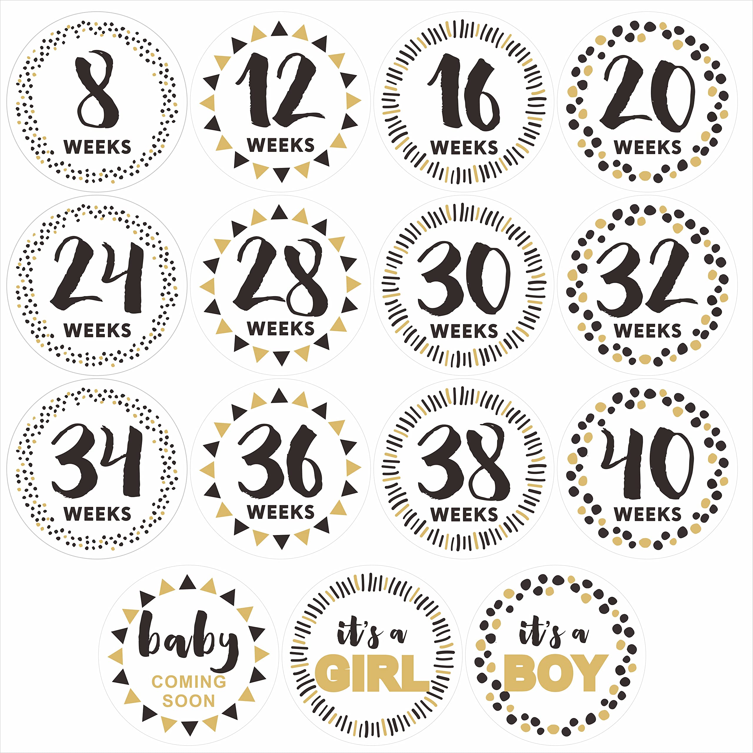 Hycodest Pregnancy Milestone Stickers Photo Record Baby Bump Dynamic Weekly Pregnancy Growth Sticker, Set of 15 Stickers