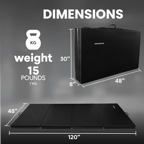 BalanceFrom All Purpose 4'x10'x2" Extra Thick High Density Anti Tear Gymnastics Gym Folding Exercise Aerobics Mats, Black