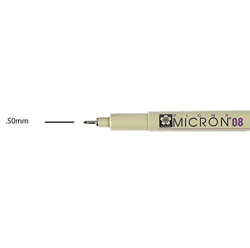 Sakura 30881 Pigma Micron Blister Card 08 Ink Pen, 0.50-mm, Black