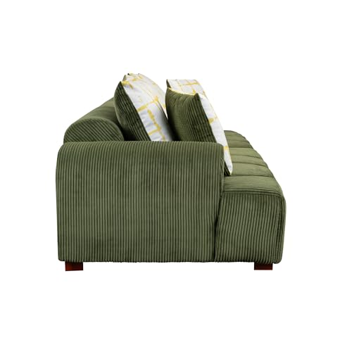 ERYE Oversized 4 Seaters Corduroy Upholstery Modular Sectional Sofa Couch Modern Living Room Deep Seat Tufted Upholstered Sofa&Couch with 4PCS Pillows and Rubber Wood Legs Home Apartment