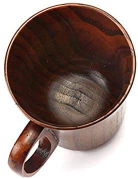 CTIGERS Wooden Coffee Beer Mugs Wood Cup Nature Jujube Mug Handmade Tea Cup with Handle 10 oz / 300ml