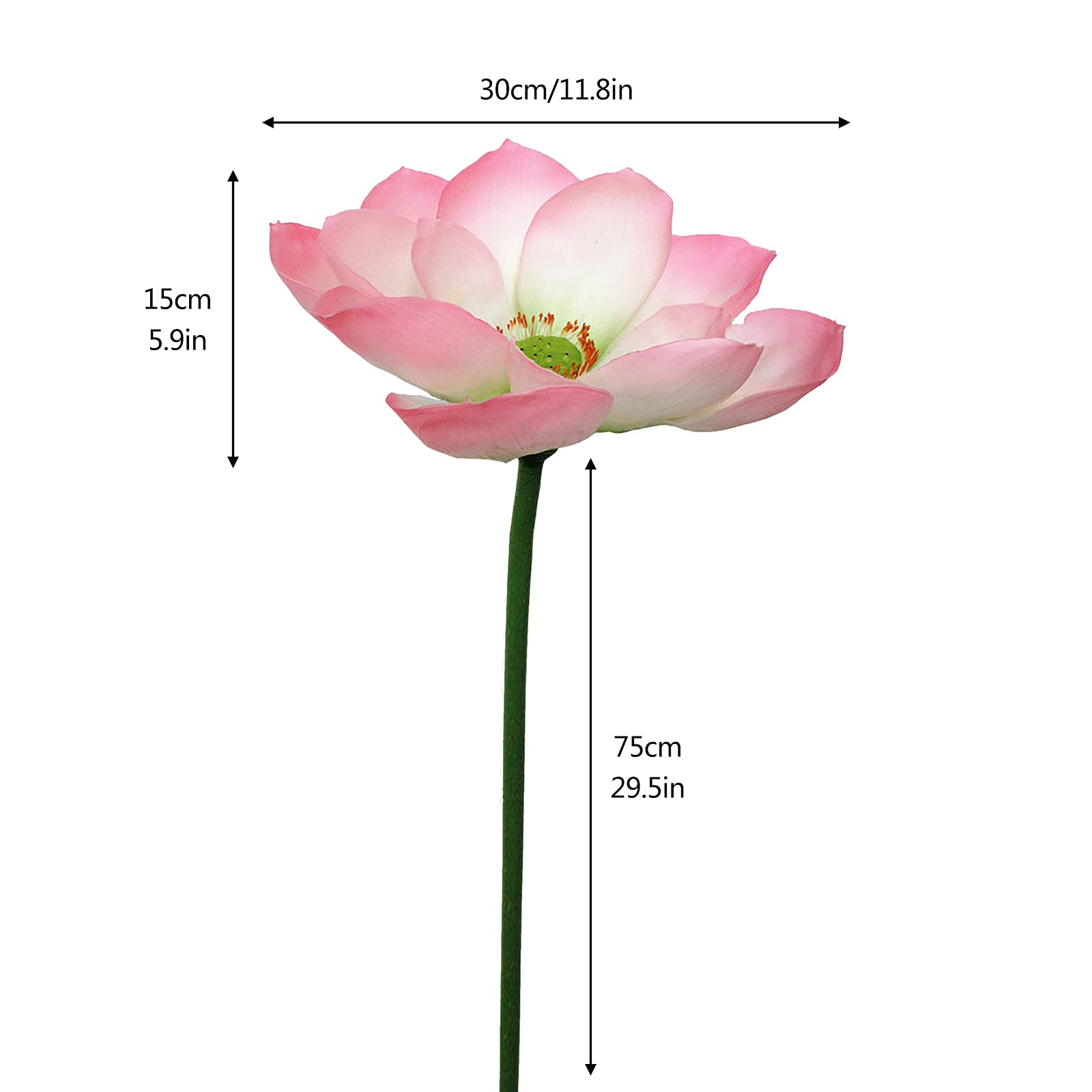 SMLJFO 35.4in Artificial Lotus Branch Simulation Plant Ornaments PU Fake Flower Decoration with Rod for Table Garden Wedding Party Office Home Decor