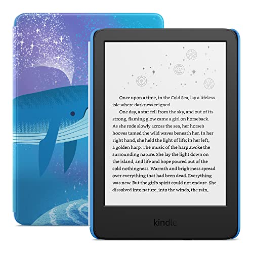 Kindle Kids (2022 release) β Includes access to thousands of books, a cover, and a 2-year worry-free guarantee - Space Whale